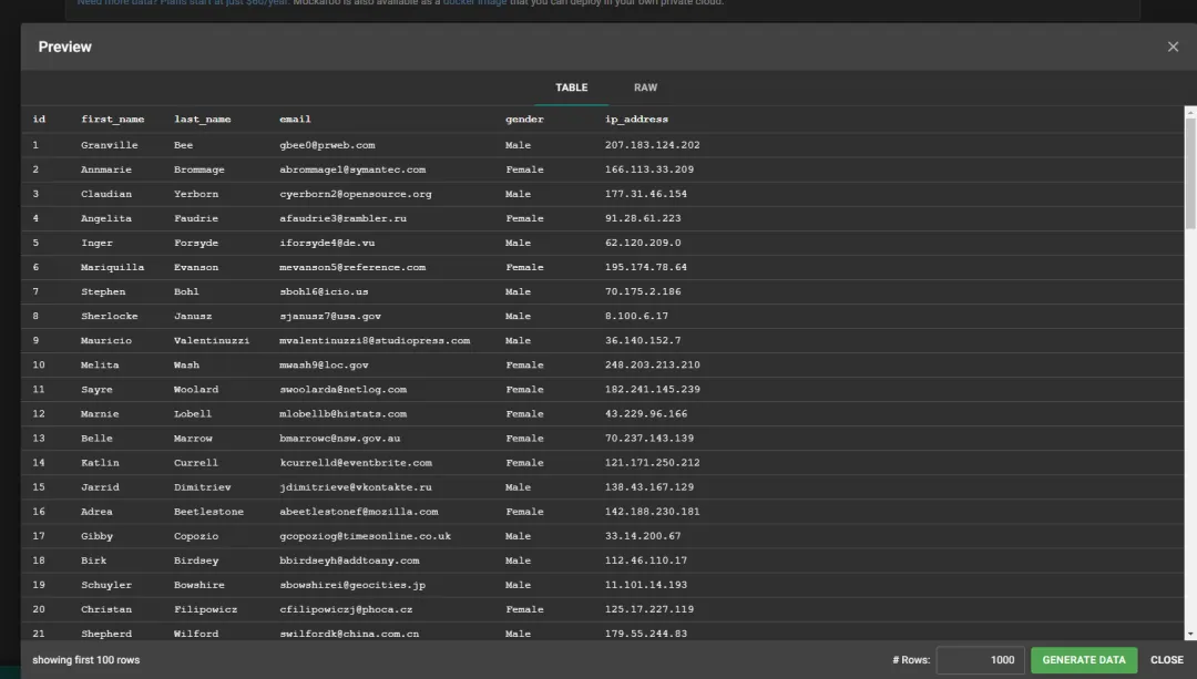 测试数据在线生成神器 Mockaroo-CSDN博客