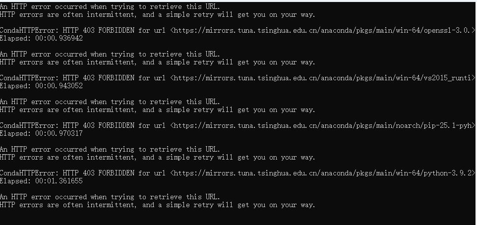 解决annaconda网络问题：An HTTP error occurred when trying to retrieve this URL. HTTP errors are often ...
