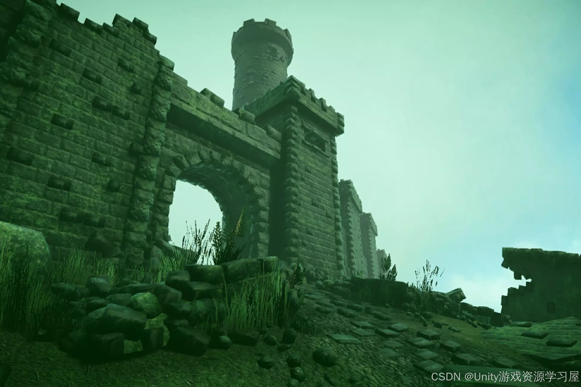 【Unity城堡废墟场景】Modular Castle Ruins Pack 提供了一整套可组合的城堡废墟模型_modular castle: castle building kit ...