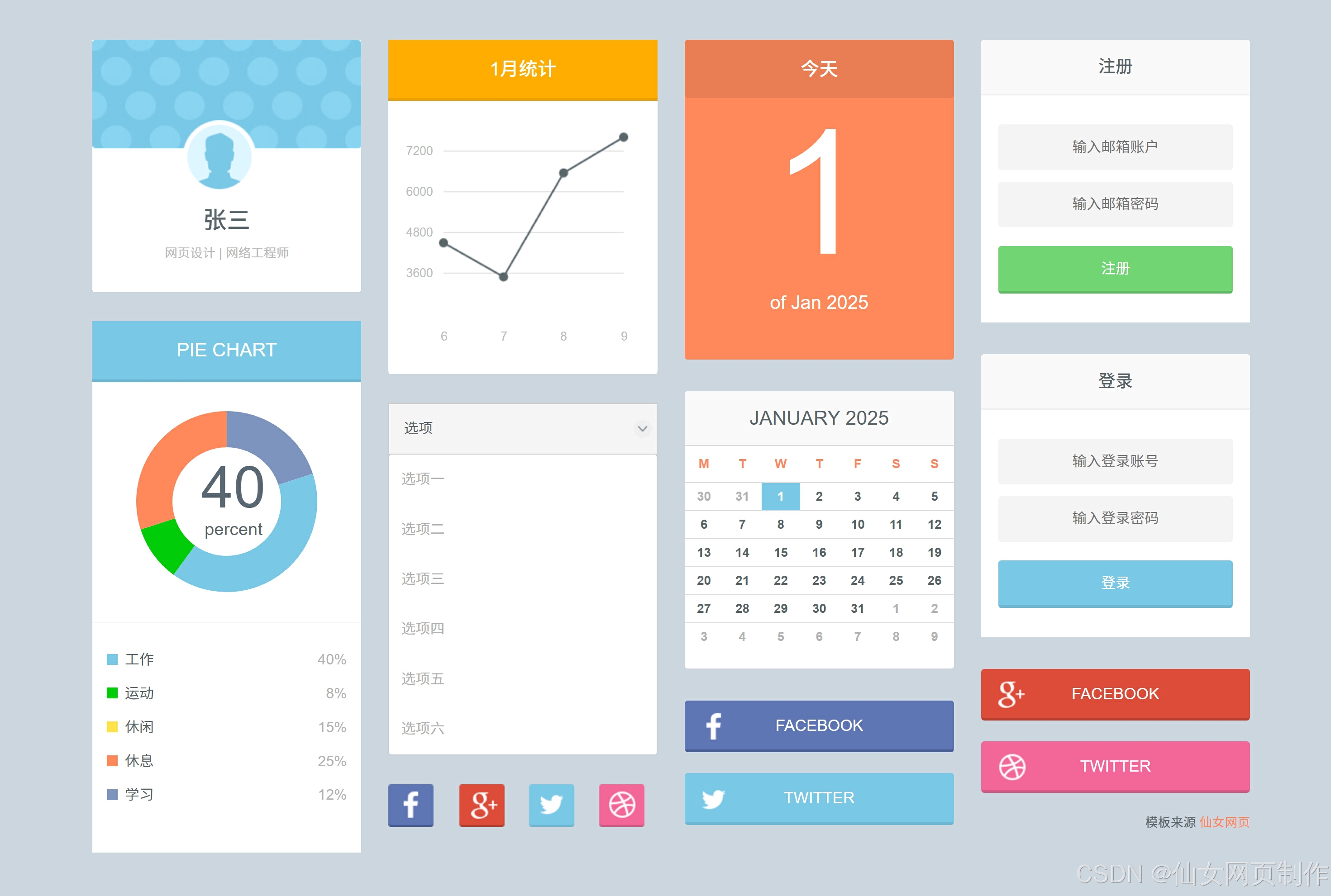 224 大学生html5期末大作业 ―【bootstrap框架网页常用组件模板1页】 Web前端网页制作 Html5css3js网页框架模板 Csdn博客