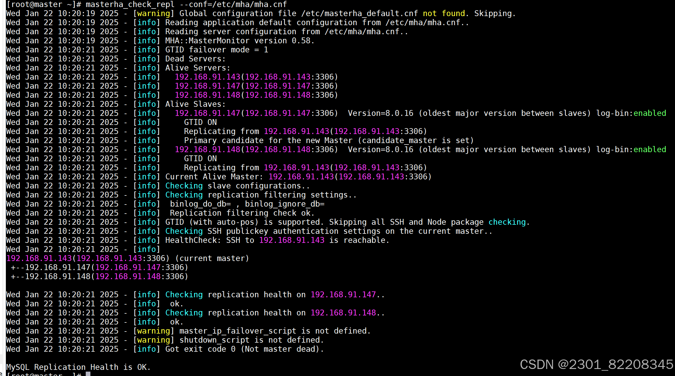 解决在Linux中用mysql搭建MHA架构时，在检查复制情况时出现There is no alive slave.we can‘t do failover 的问题_there is no ...