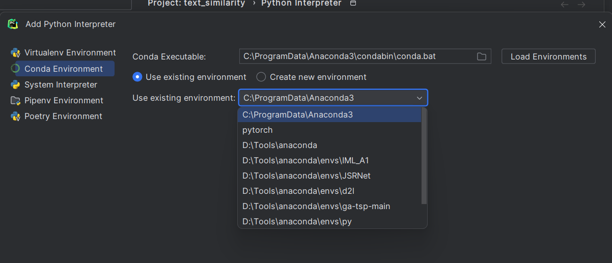 pycharm使用conda虚拟环境作为Interpreter_add local interpreter-CSDN博客