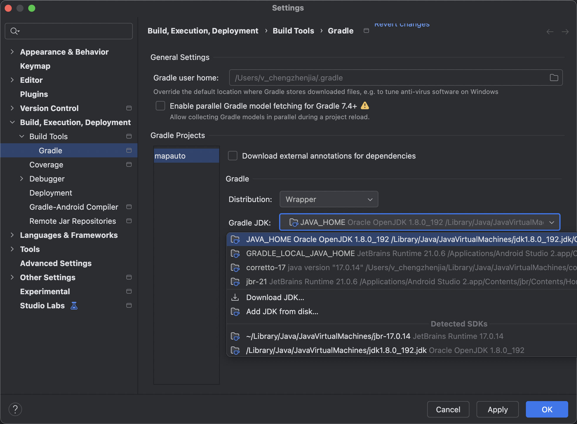 Your build is currently configured to use incompatible Java 21.0.6 and Gradle 7.3.3. Cannot sync ...