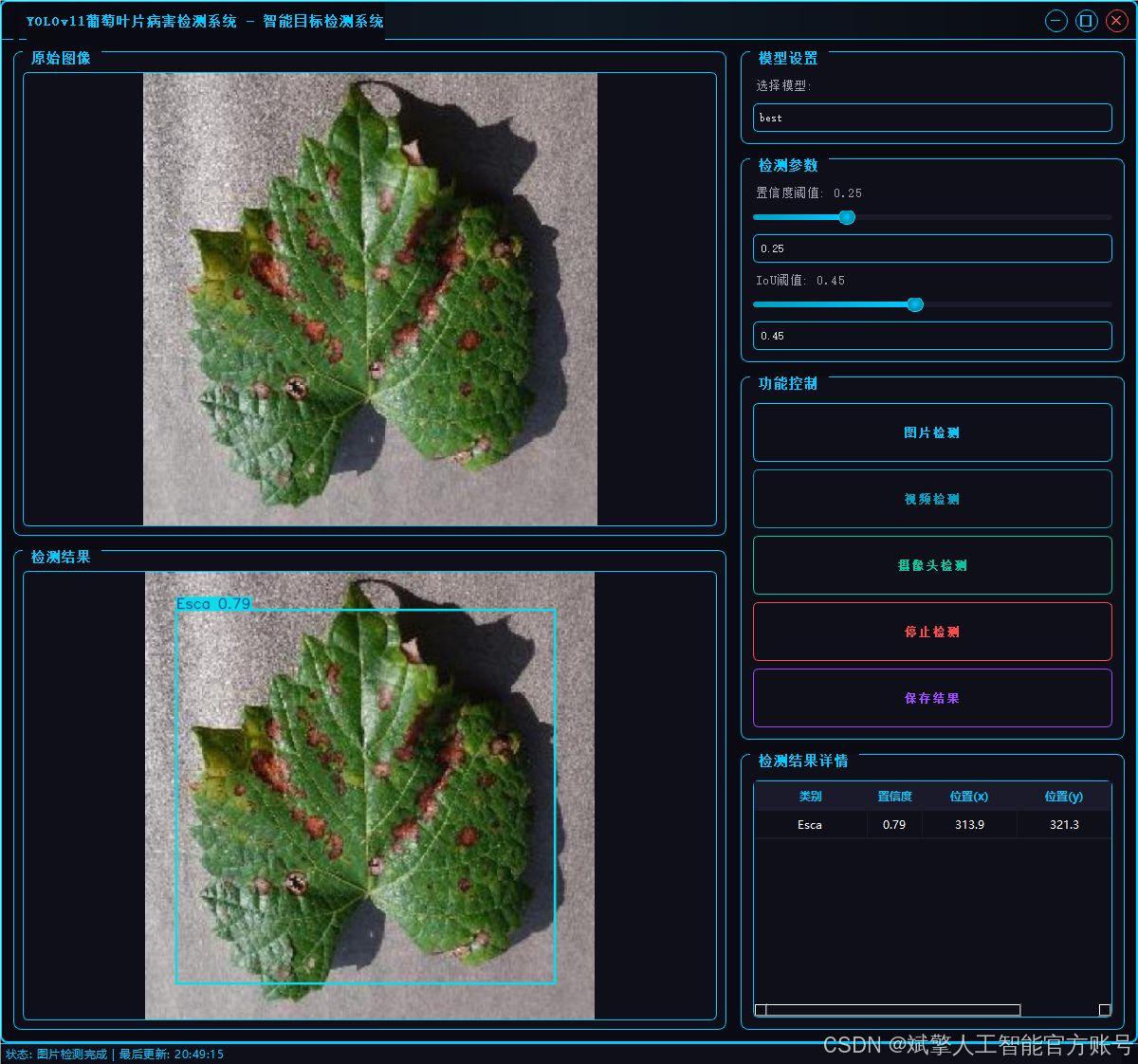 基于深度学习yolov11的葡萄叶病害识别检测系统（yolov11yolo数据集ui界面登录注册界面python项目源码模型） Csdn博客