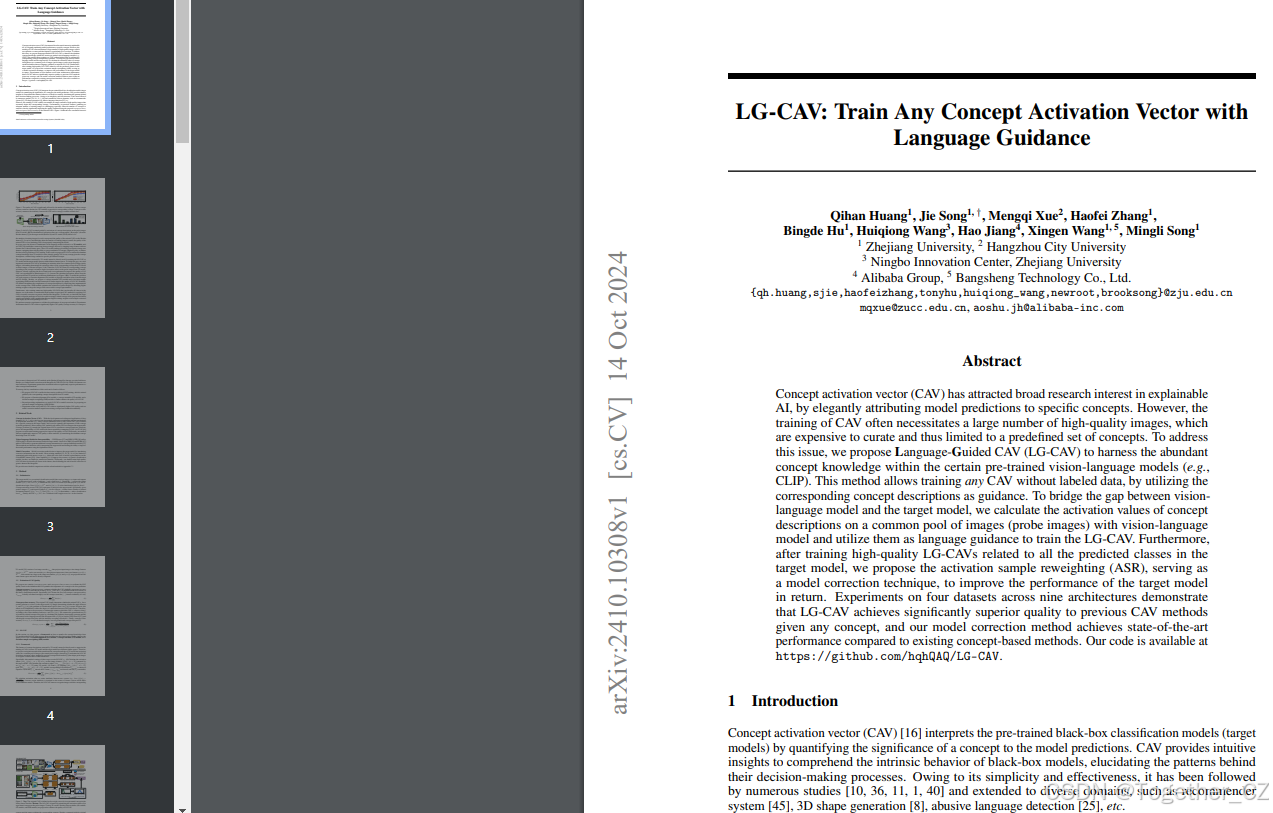 LG-CAV: Train Any Concept Activation Vector withLanguage Guidance——通过语言指导训练任意概念激活向量_cav 概念激活向量 ...