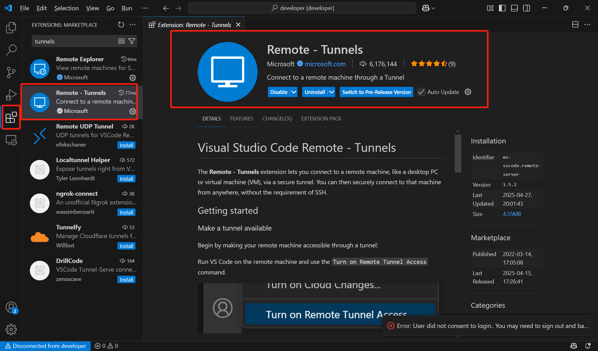 如何使用VS Code的Remote - Tunnels方式连接华为开发者空间云主机，用于远程开发~~~_vscode tunnels-CSDN博客