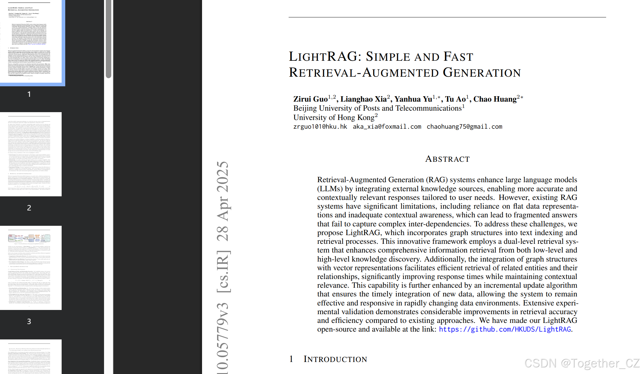 LightRAG: Simple and Fast Retrieval-Augmented Generation——简单高效的检索增强型生成模型-CSDN博客