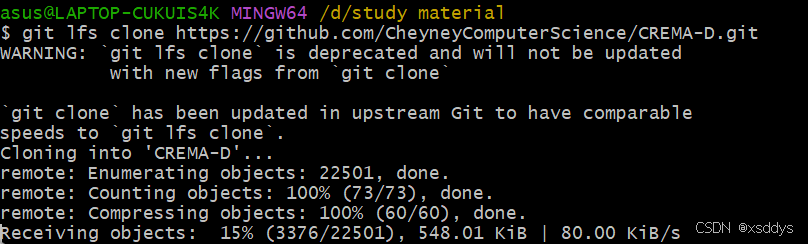 Git-lfs:Git Large File Storage大型文件下载操作——以CREMA-D数据集为例_git lfs下载-CSDN博客