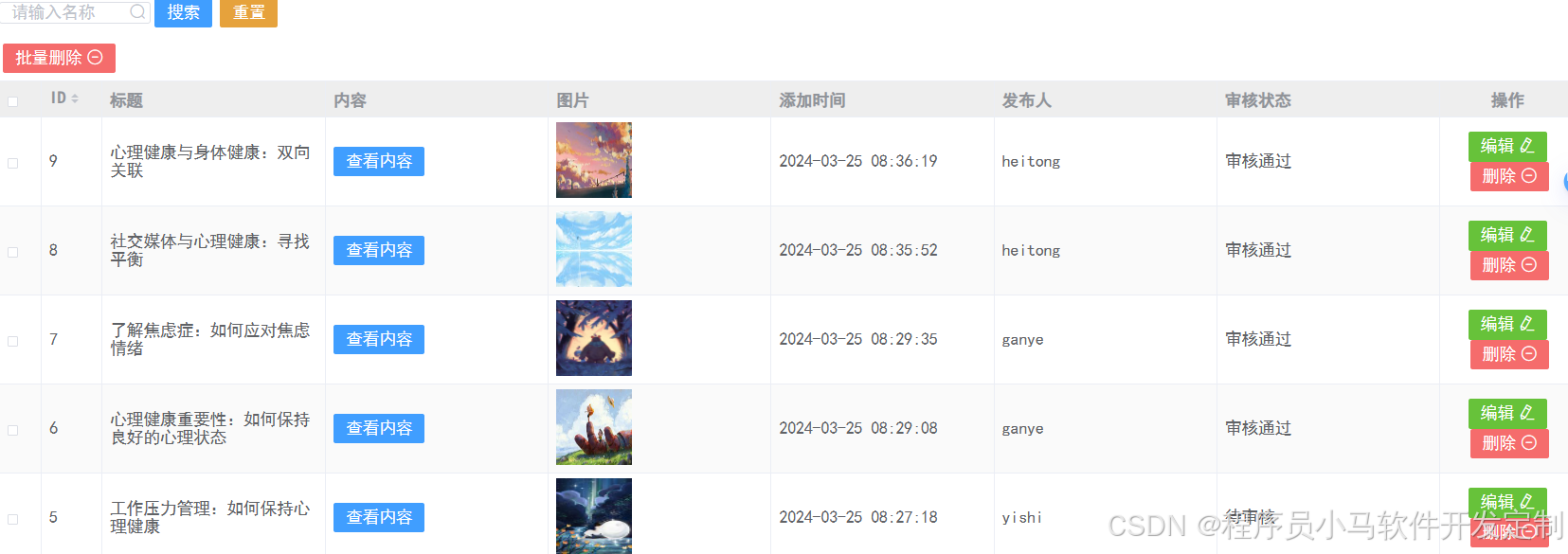 基于spring Boot的心理健康服务系统的设计与实现 毕业论文终稿初稿拟题审批表任务书开题报告进展情况记录表维普检测查重报告基于 Springboot 的心理健康服务管理系统