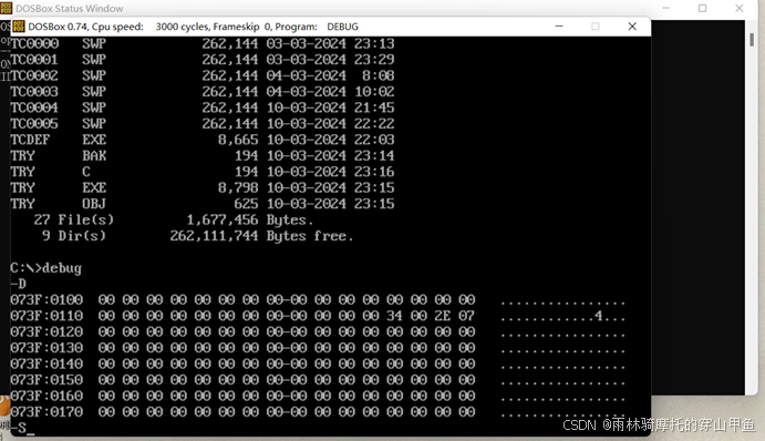 微机原理与接口技术课程实践2—DOSBOX中的debug与r、d命令的使用步骤_dosbox用debug命令的使用实验结果截图-CSDN博客