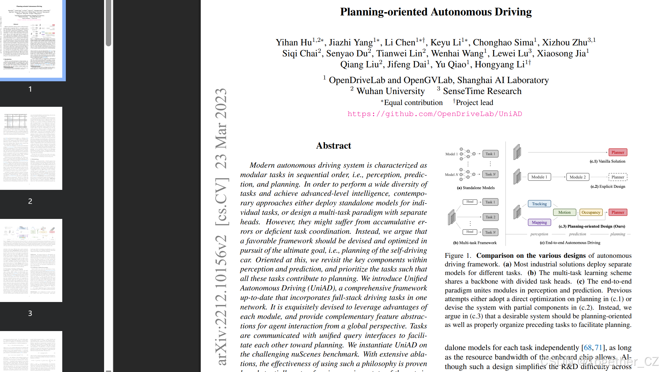 Planning-oriented Autonomous Driving——以规划为导向的自动驾驶-CSDN博客