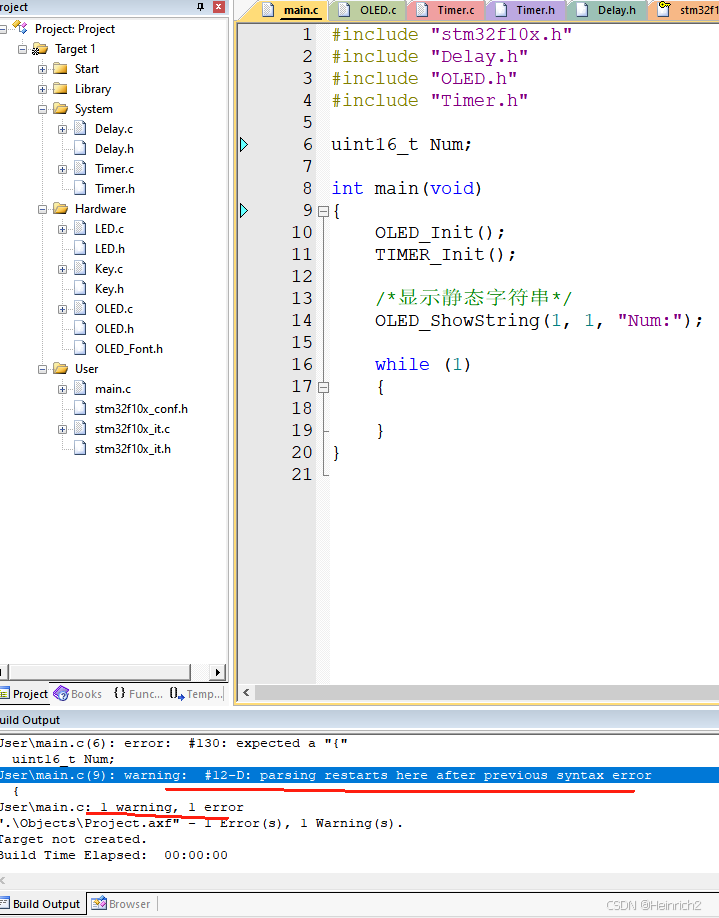 keil报错， parsing restarts here after previous syntax error-CSDN博客