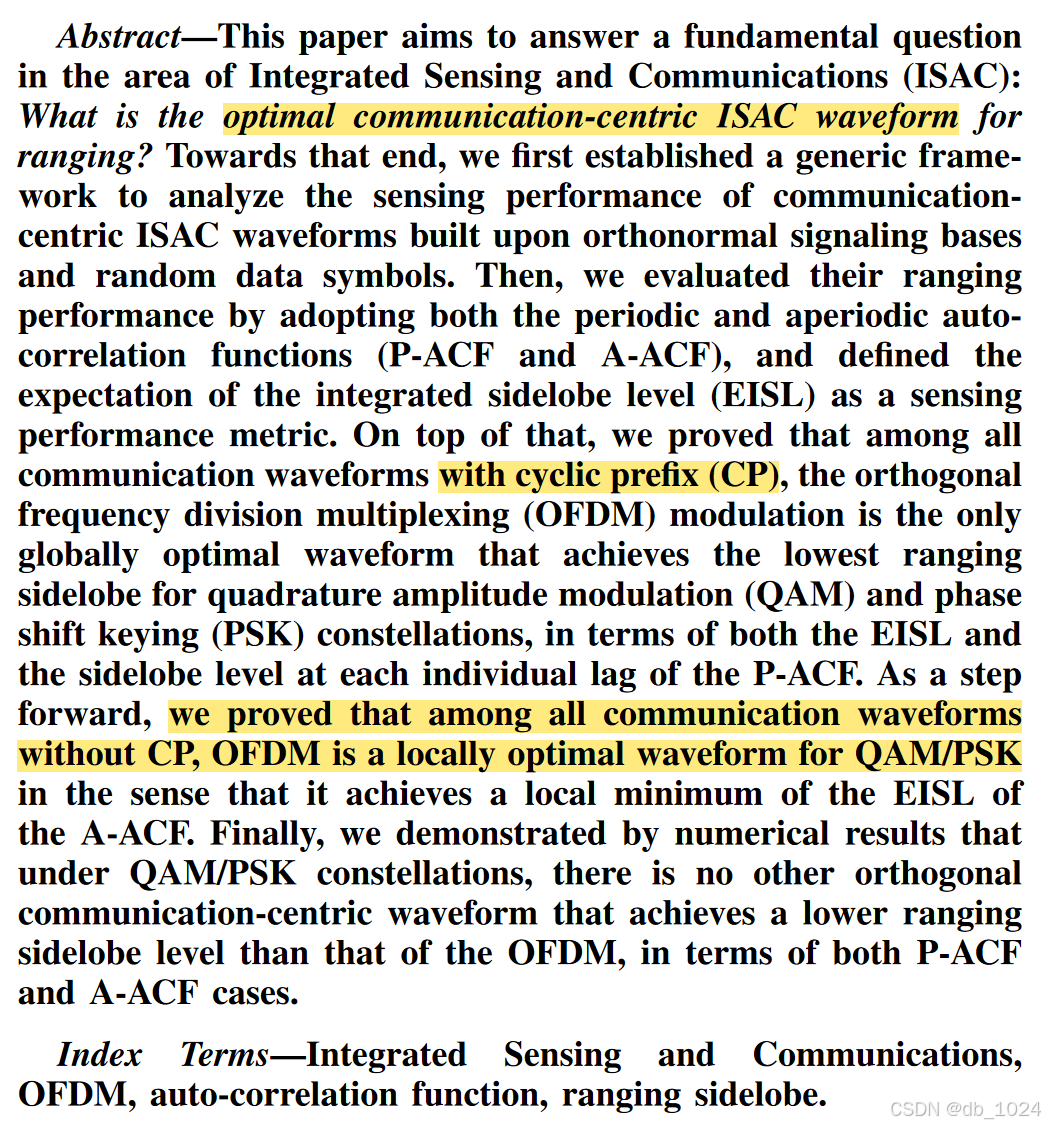 【OFDM】OFDM Achieves the Lowest Ranging Sidelobe Under Random ISAC ...
