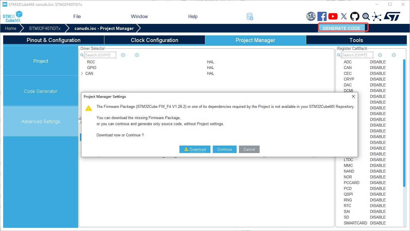 【HAL库】基于STM32F407的CAN通信实现--工程配置_stm32f407 can例程-CSDN博客