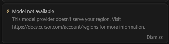 解决Model not availableThis model provider doesn‘t serve your region. Visithttps://docs.cursor.com ...