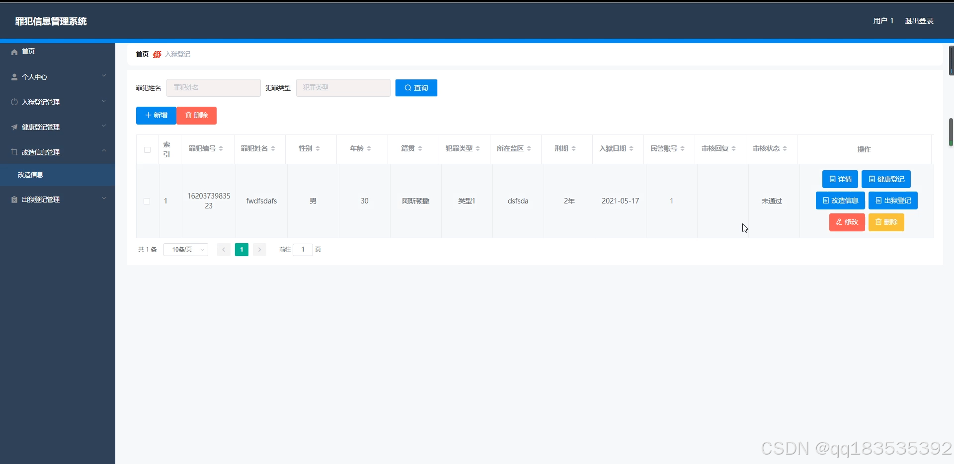 基于vue Javaweb Ssm监狱管理系统录像源码lun文答辩ppt视频教程等罪犯信息管理系统 Csdn博客