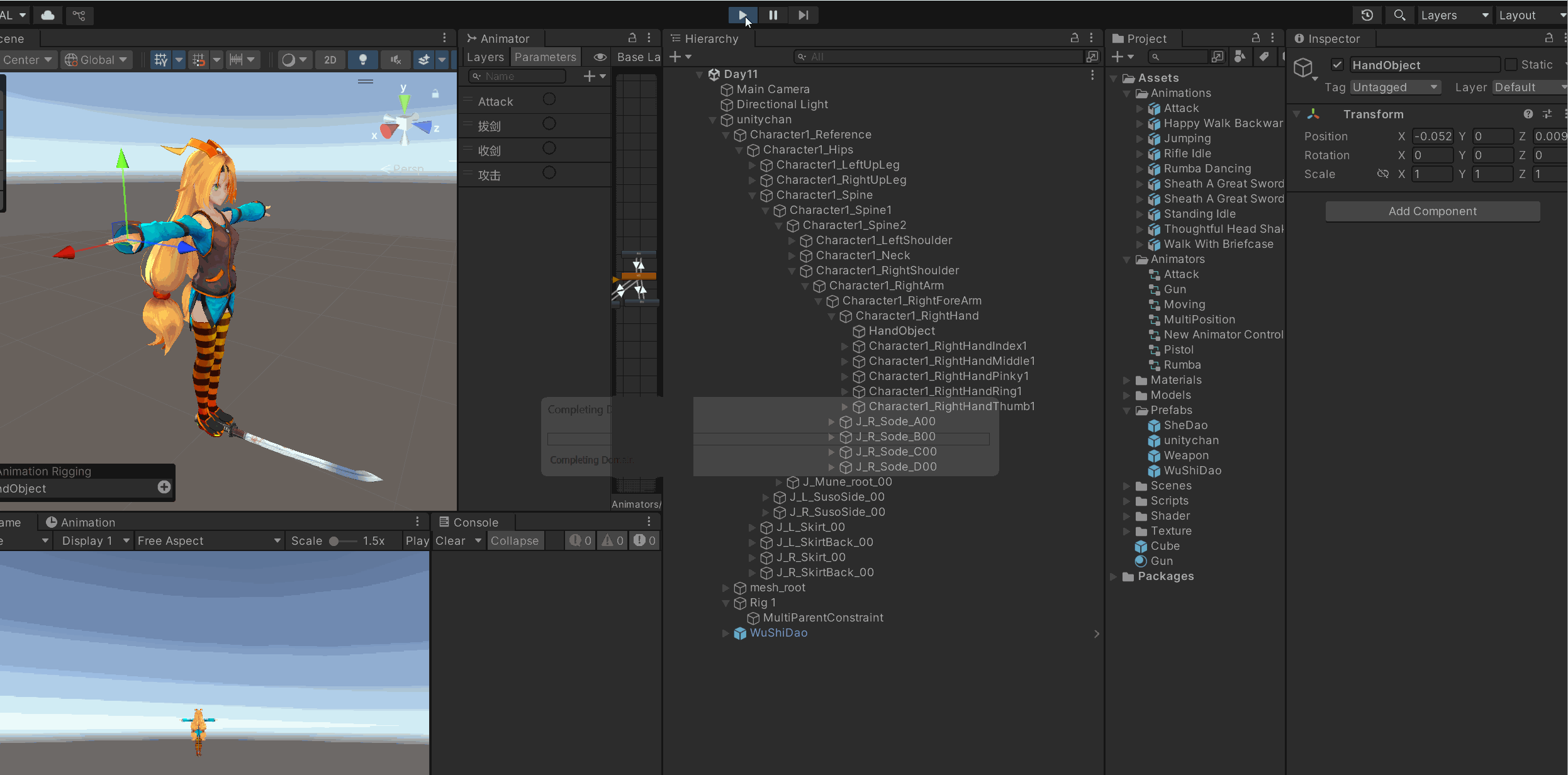 Unity中让角色拿着刀_unity multi-parent constraint-CSDN博客