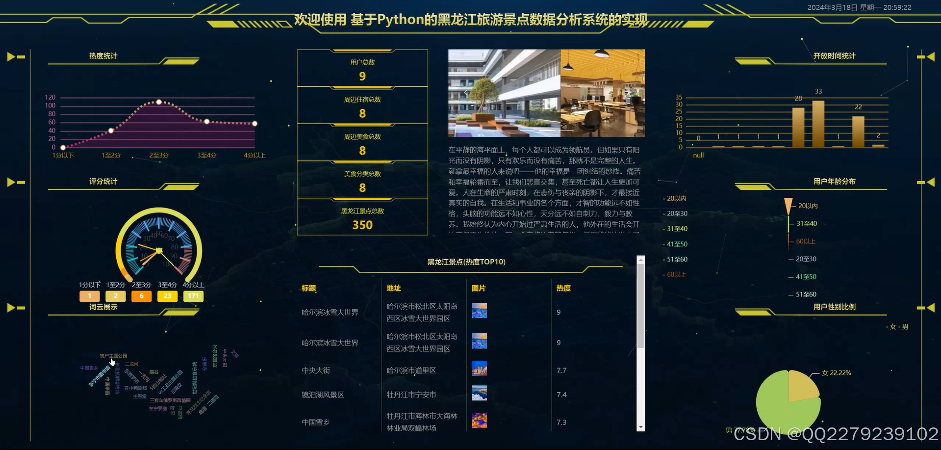 050python基于协同过滤算法的大数据黑龙江旅游景点数据分析可视化系统周边住宿美食(源码文档运行视频讲解视频) Csdn博客