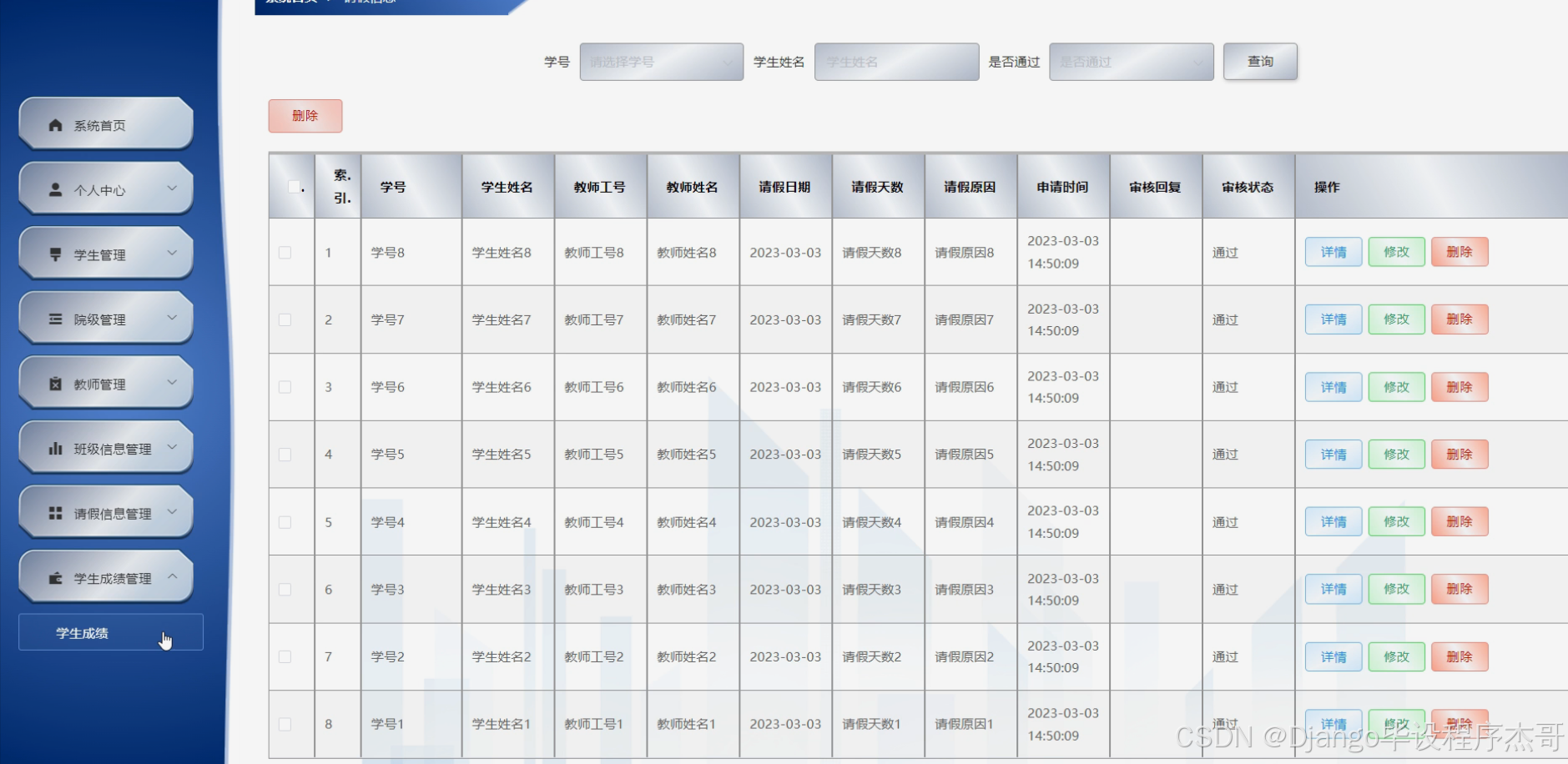 Javavue计算机毕设高校班级多层级管理系统的设计与实现【开题程序论文源码】ruoyi Java 学校、年级、班级树结构java