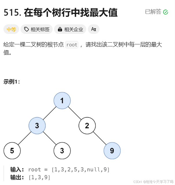 [leetcode]做题记录 515在每个树行中找最大值-CSDN博客
