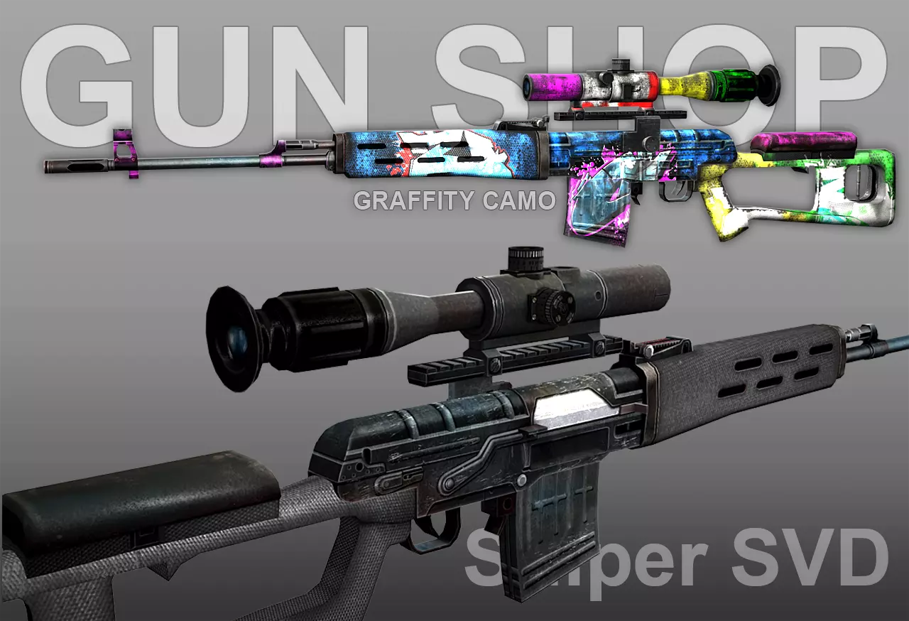 【Unity 武器资源包】Sniper SVD 高质量的狙击步枪 3D 模型资源包，以真实的 SVD（Dragunov 狙击步枪）为原型，专为第一人称射击或第三人称射击类游戏而设设计_基于 ...