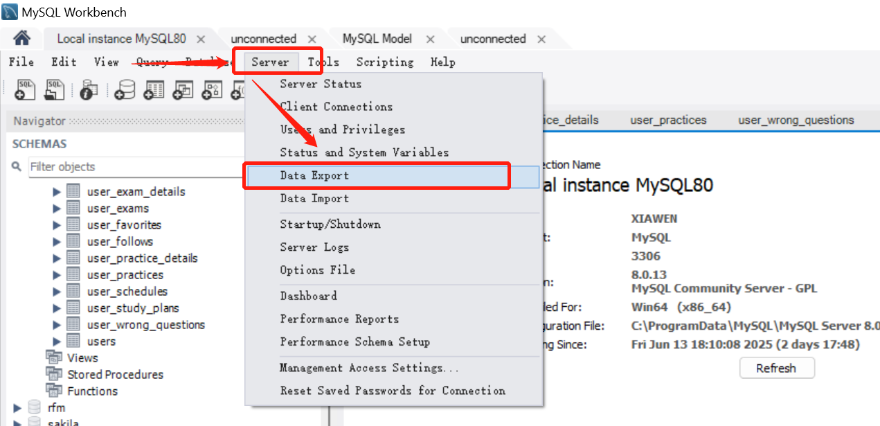 mysql workbench如何导出完整的库在一个文件中图示_mysql workbench data export-CSDN博客