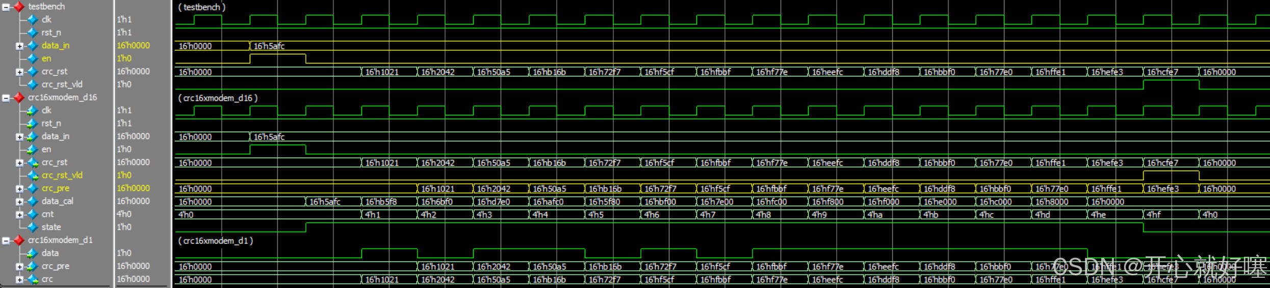 CRC-16/XMODEM串行计算的Verilog源码及仿真_crc16 verilog-CSDN博客