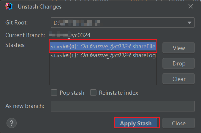 IDEA中Stash与Unstash使用_idea git stash-CSDN博客