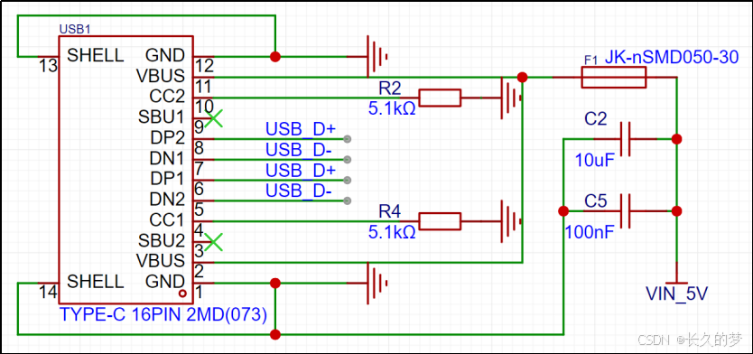 嵌入式技术之原理图&PCB设计-51核心板1.0.0--电源部分原理图—TypeC接入_pcb板原理图接typec口-CSDN博客