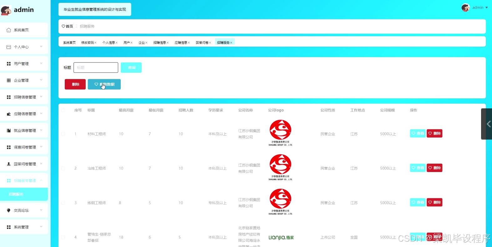 Nodejs毕设 毕业生就业信息管理系统的设计与实现 论文程序 Csdn博客