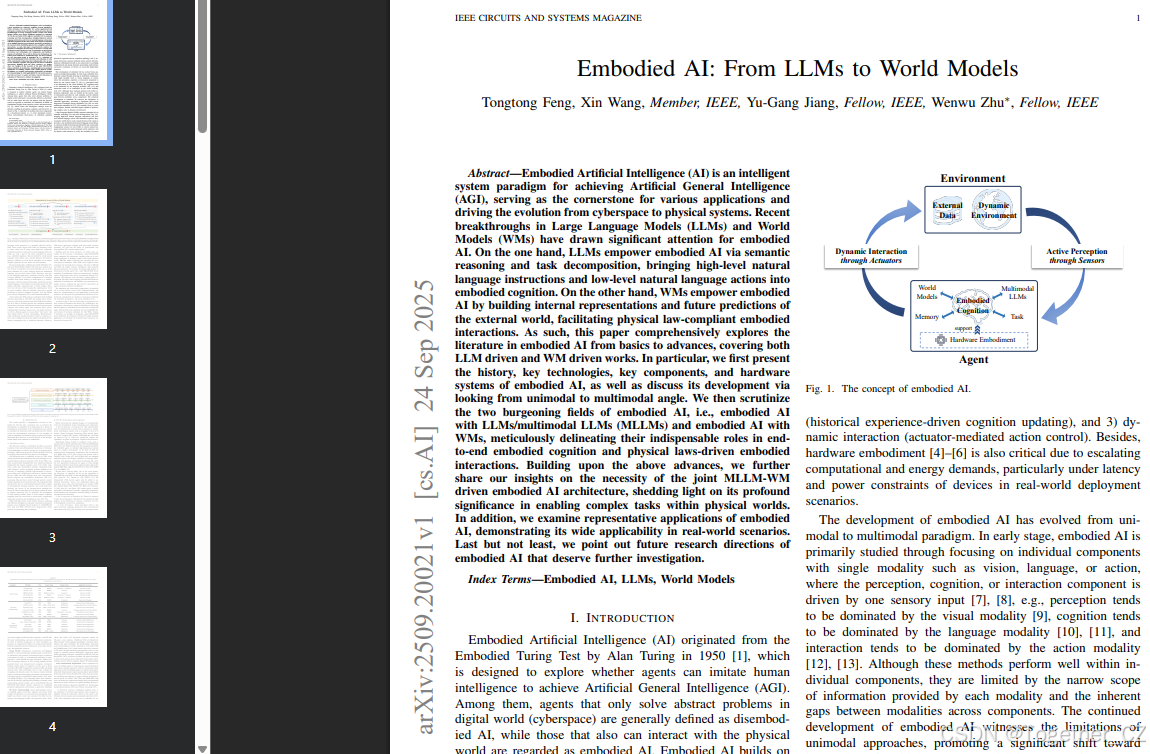 Embodied AI: From LLMs to World Models——具身智能：从大型语言模型到世界模型-CSDN博客
