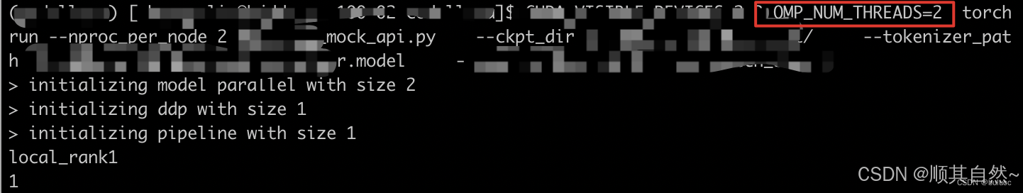 部署模型提示：Setting OMP_NUM_THREADS environment variable for each process to be 1 in default_setting ...