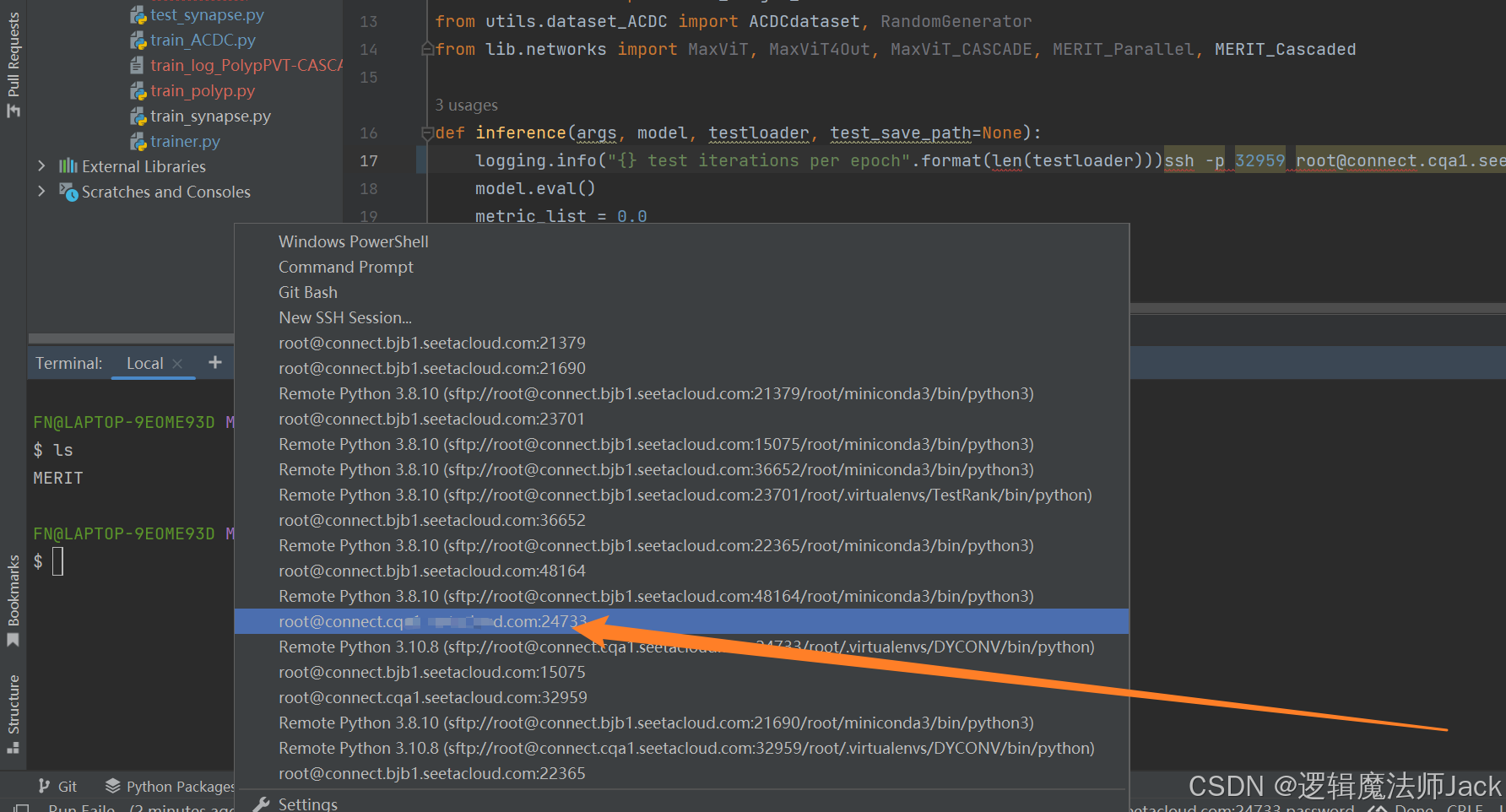 【图文详解】PyCharm专业版连接AutoDl详细教程，输入登录指令和密码的格式需要特别注意。_pycharm连接autodl-CSDN博客