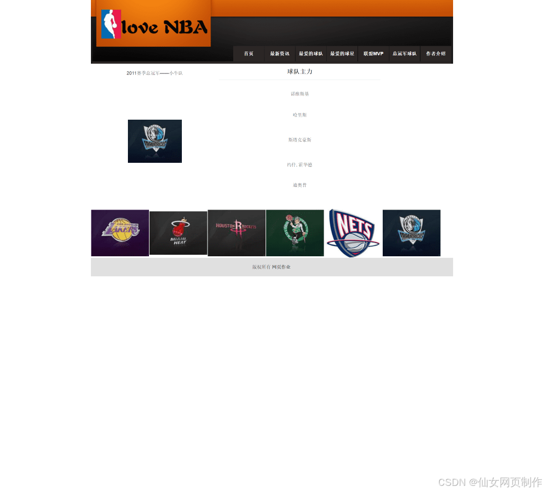 474.大学生HTML期末大作业 —【NBA篮球体育主题网页(7页)】 Web前端网页制作 html+css-CSDN博客