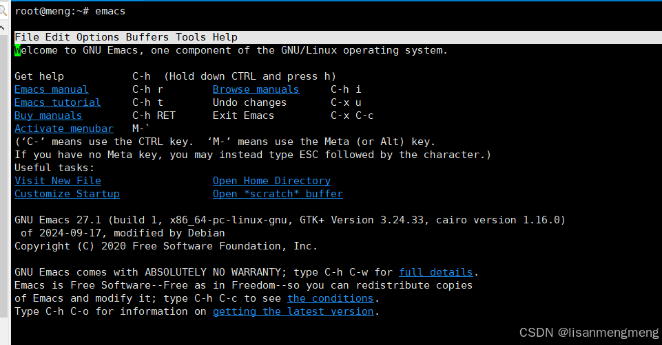 linux 操作系统下 emacs 命令介绍和使用案例_安装emacs 1:27.1+1-3ubuntu5.2 教程-CSDN博客