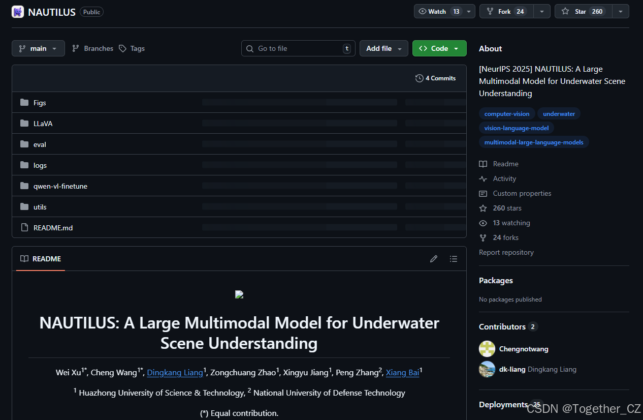 NAUTILUS : A Large Multimodal Model for Underwater Scene Understanding——一种用于水下场景理解的大型多模态模型-CSDN博客