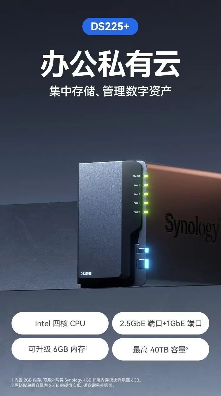 群晖DS225+发布：2.5G网口+强悍性能，打造专业办公NAS_群晖225-CSDN博客