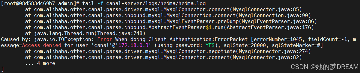【canal】基于docker部署、与mysql连接的过程报错及解决_docker部署canal-CSDN博客