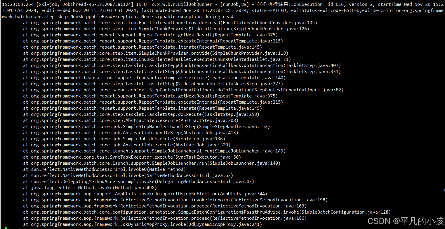 batch.core.step.skip.NonSkippableReadException: Non-skippable exception ...