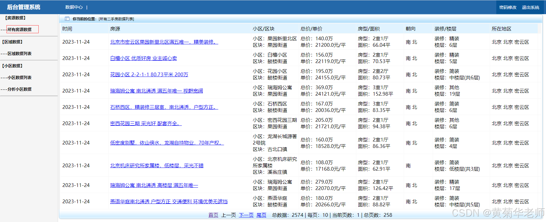 Python可视化主题毕业设计:python爬虫杭州二手房数据可视化系统毕业设计源代码作品和开题报告django框架基于python的
