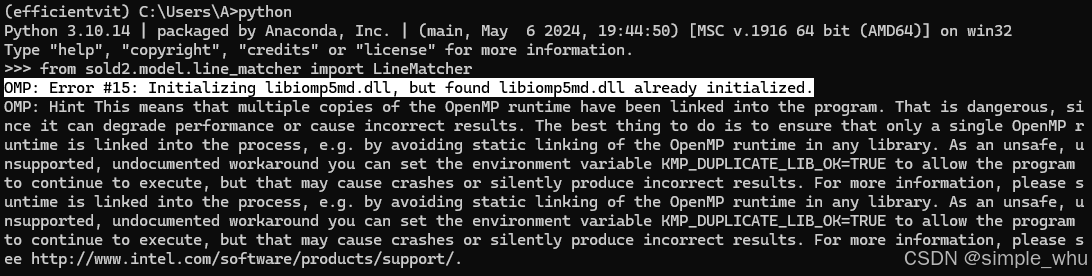 解决python环境引入包时报错： Error #15 found libiomp5md.dll already initialized-CSDN博客