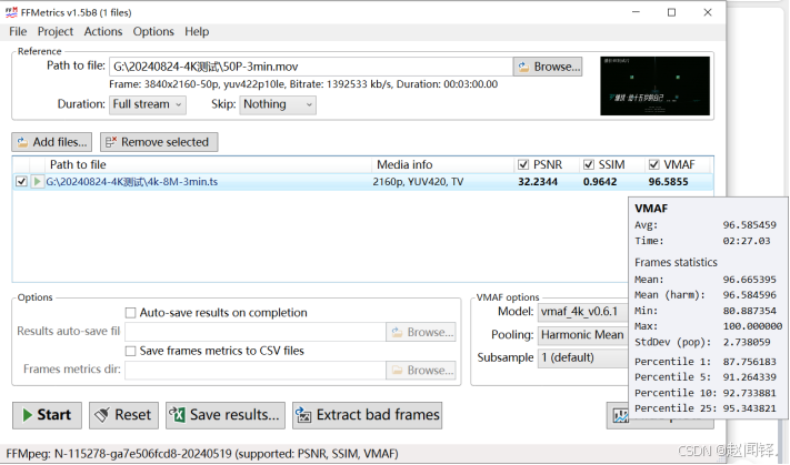 PSNR、SSIM、VMAF测试_ffmetrics-CSDN博客