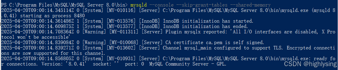win10系统mysql8.0执行mysqld --console --skip-grant-tables失败[已解决]_mysqld --skip-grant-tables启动失败-CSDN博客