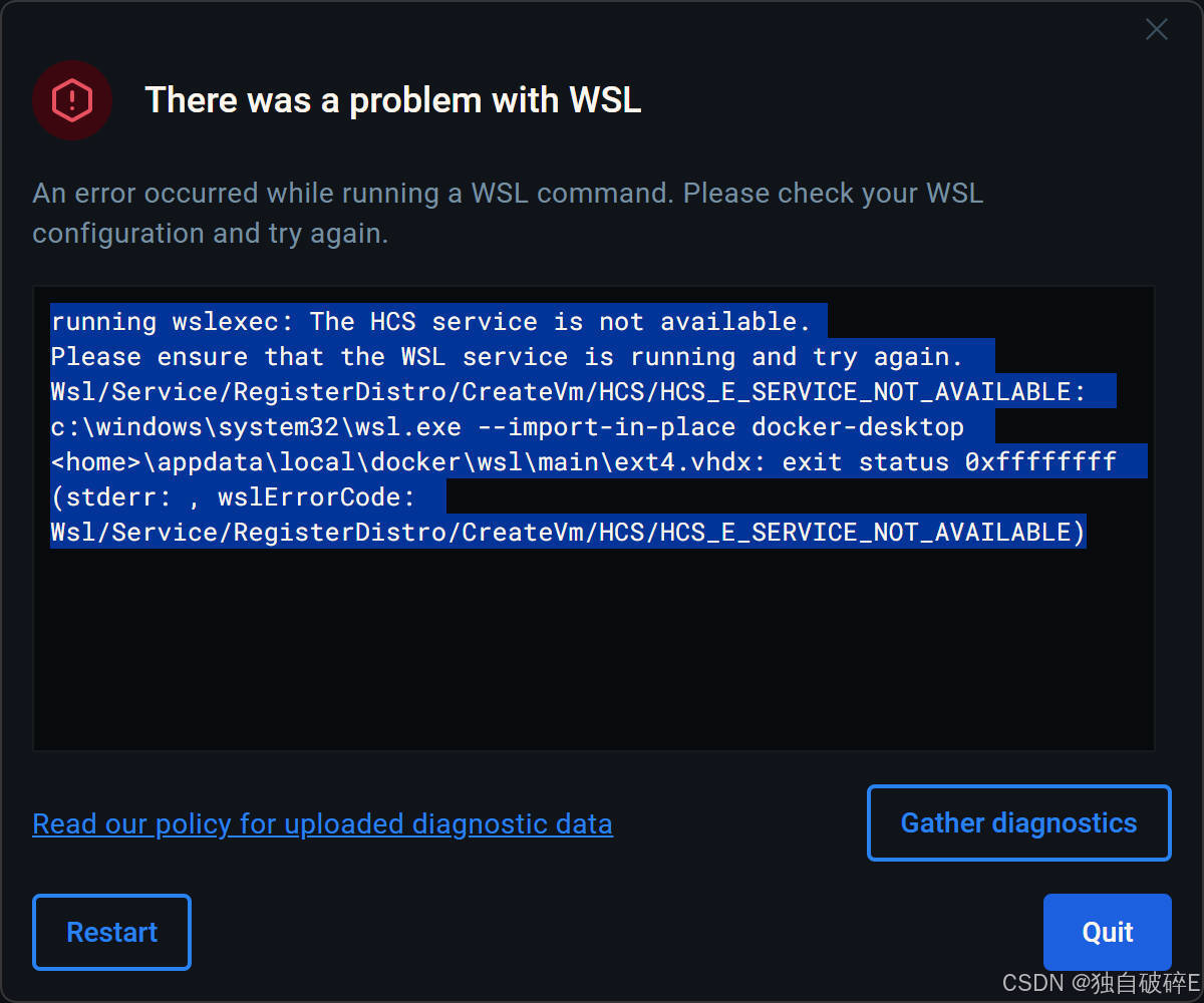 An error occurred while running a WSL command.Please check your WSL ...