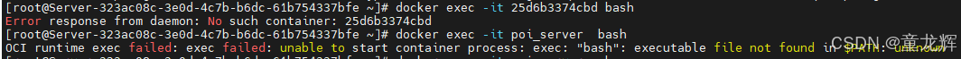 执行命令时遇到OCI runtime exec failed: exec failed: unable to start container process: exec: “bash ...