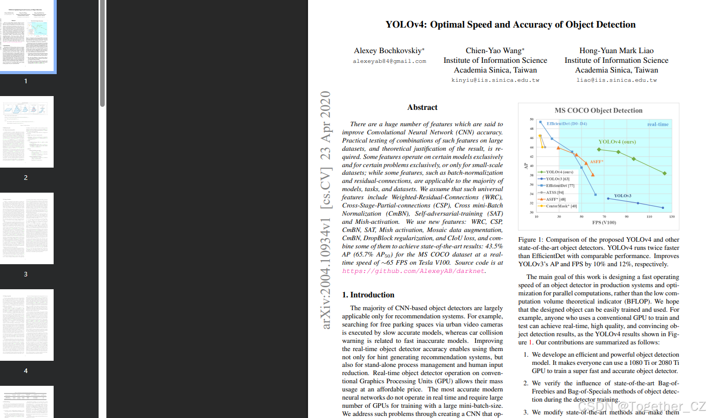 YOLOv4: Optimal Speed and Accuracy of Object Detection——最优的目标检测速度与精度-CSDN博客