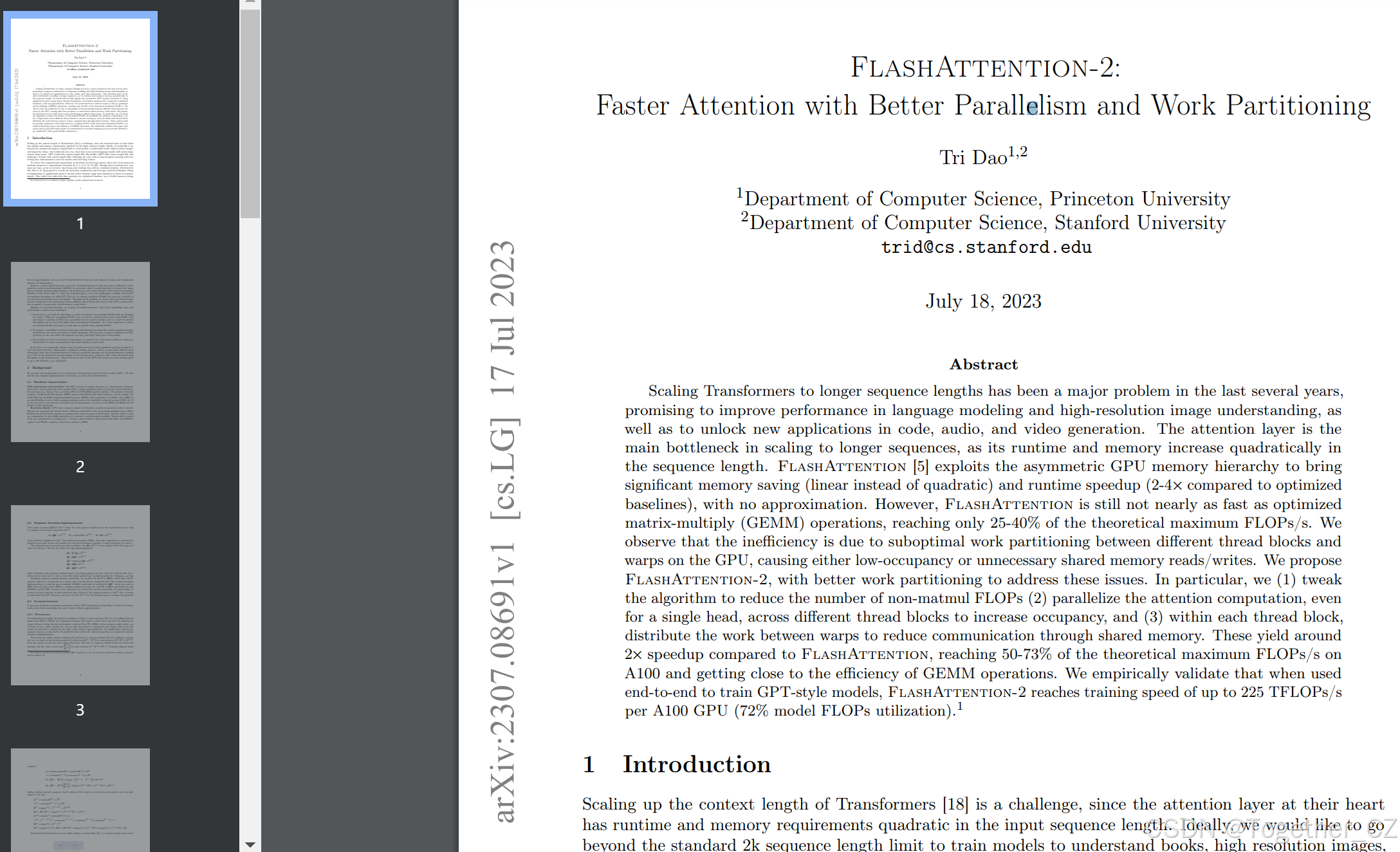 FlashAttention-2:Faster Attention with Better Parallelism and Work Partitioning更好的并行性和工作分区带来更快的 ...