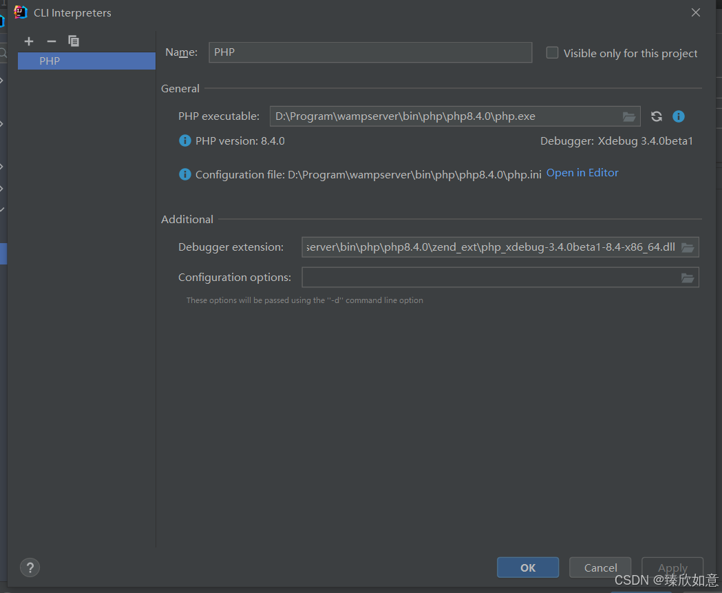 idea提示Failed loading E:/wamp64/bin/php/php8.4.0/zend_ext/php_xdebug-3.4.0beta1-8.4-x86_64.dll ...