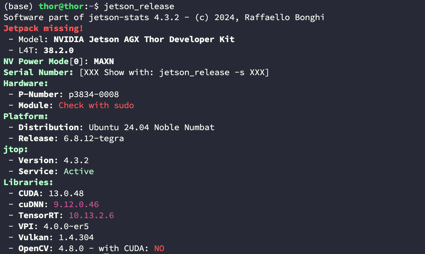 全网首发! Nvidia Jetson Thor 128GB DK 刷机与测评（一）刷机与 OpenCV-CUDA、pytorch CUDA13.0+ 使用_thor 安装pytorch-CSDN博客