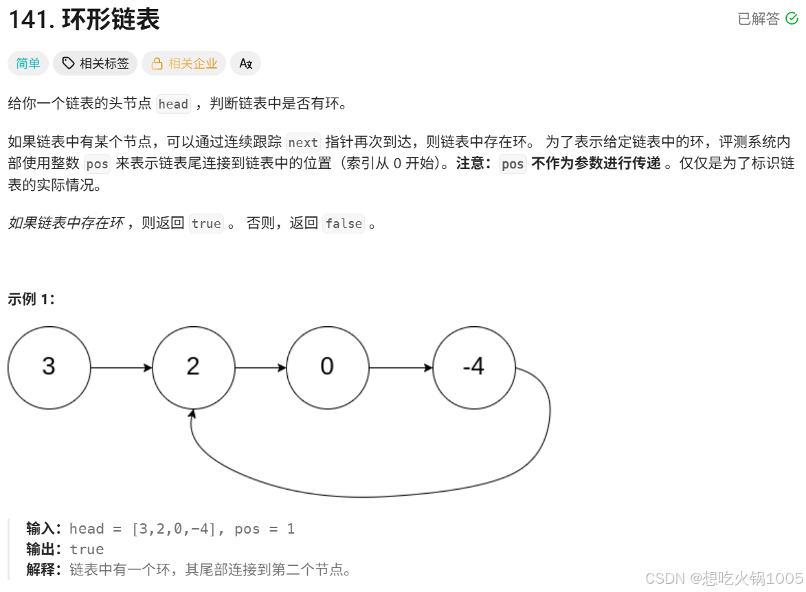 【leetcode】141.环形链表-CSDN博客
